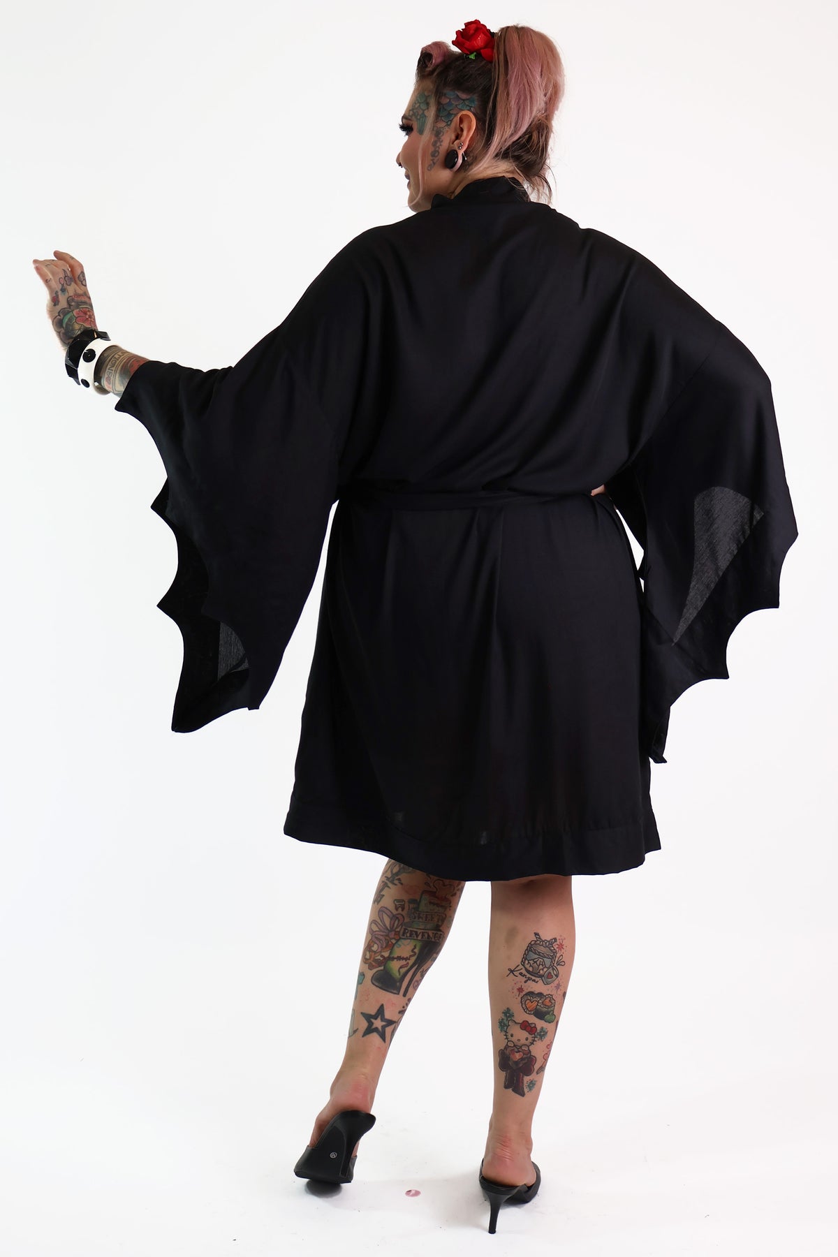 Nightfall Black Bat Vintage Robe - Curvy - Bonsai Kitten